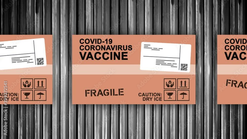 An animated looping background view of hypothetical boxes of the COVID ...