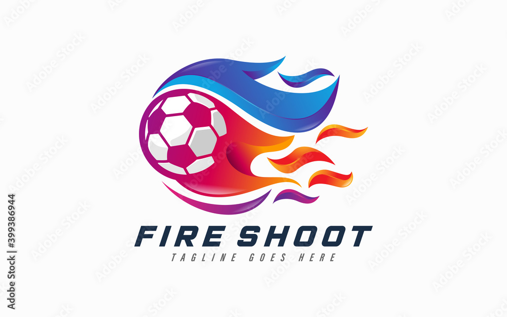 Fire Shoot Logo Design. Abstract Soccer Ball Combination With Colorful ...