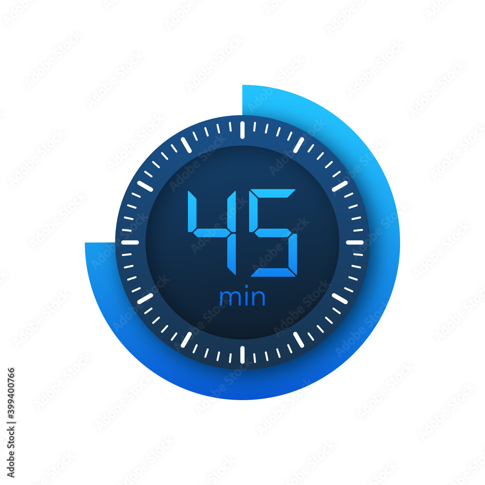 The 45 minutes, stopwatch vector icon. Stopwatch icon in flat style on ...