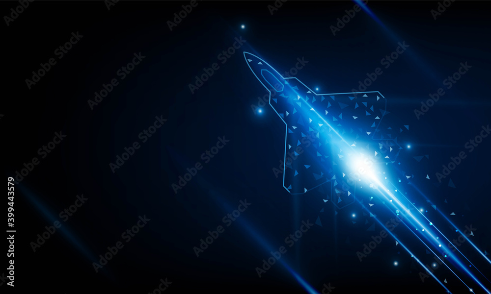 High speed concept. Fighter jet in the form of Arrow Light out ...