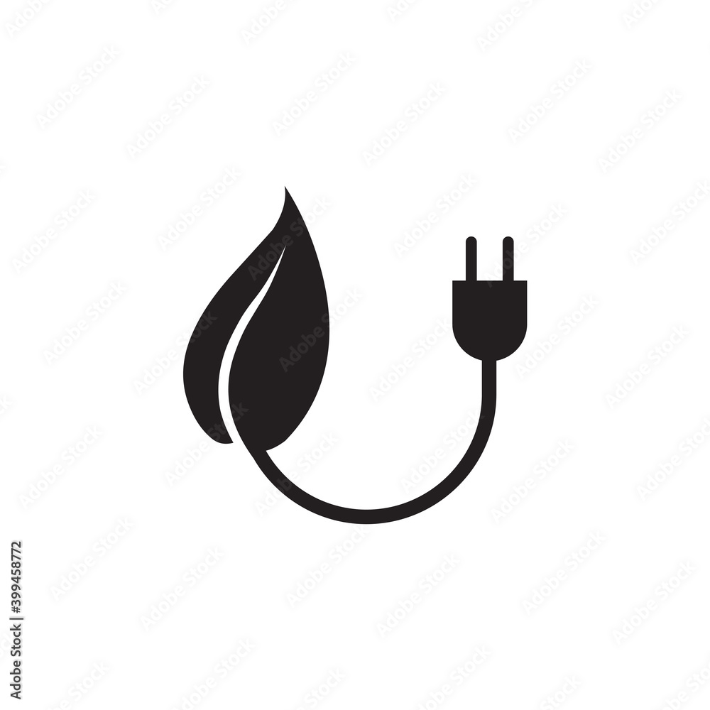 Plant recharge logo design with leaf and battery icon template Stock ...
