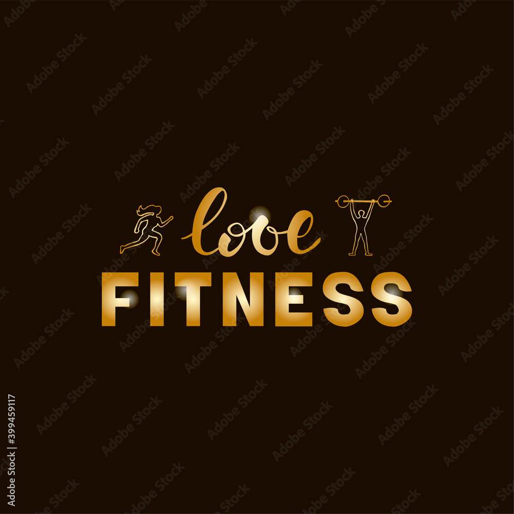 Vector illustration of love fitness lettering for banner, leaflet ...