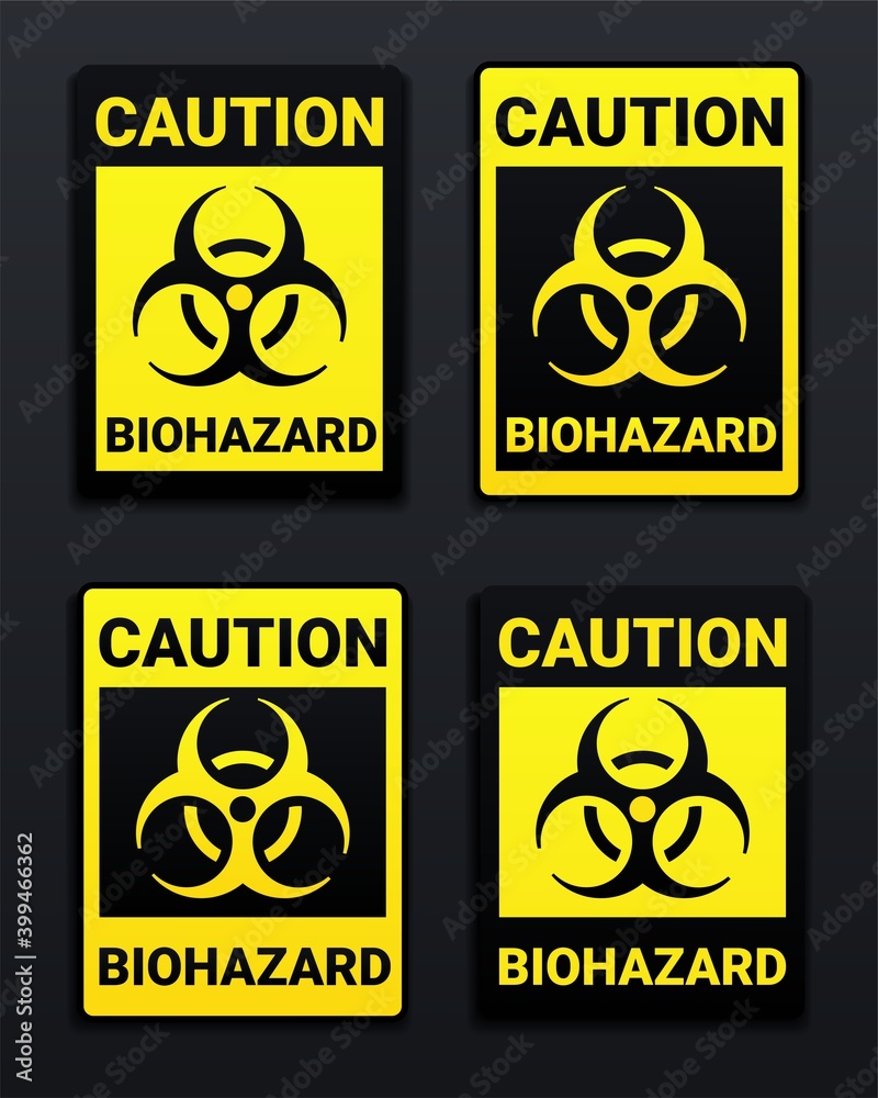 Set of biohazard sign. Caution Biological Hazard. Biological threat ...