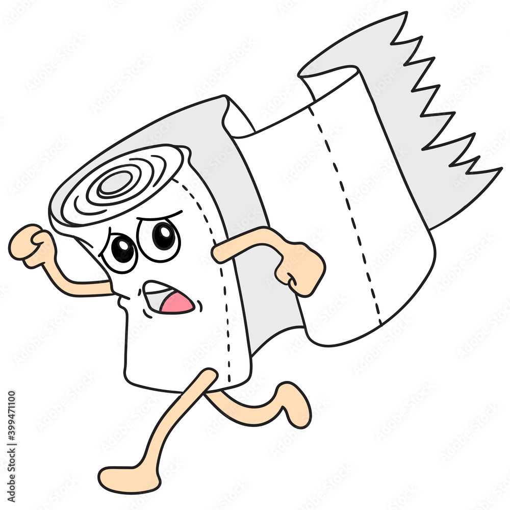 cartoon tissue running scared doodle kawaii. doodle icon image Stock ...