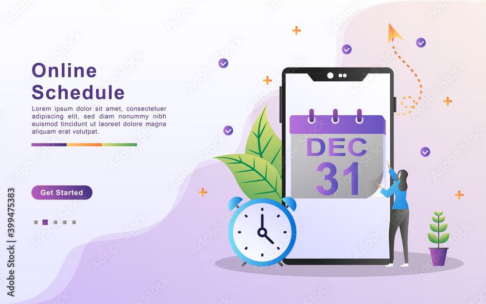 Modern flat design concept of Online Schedule. Online Scheduling ...