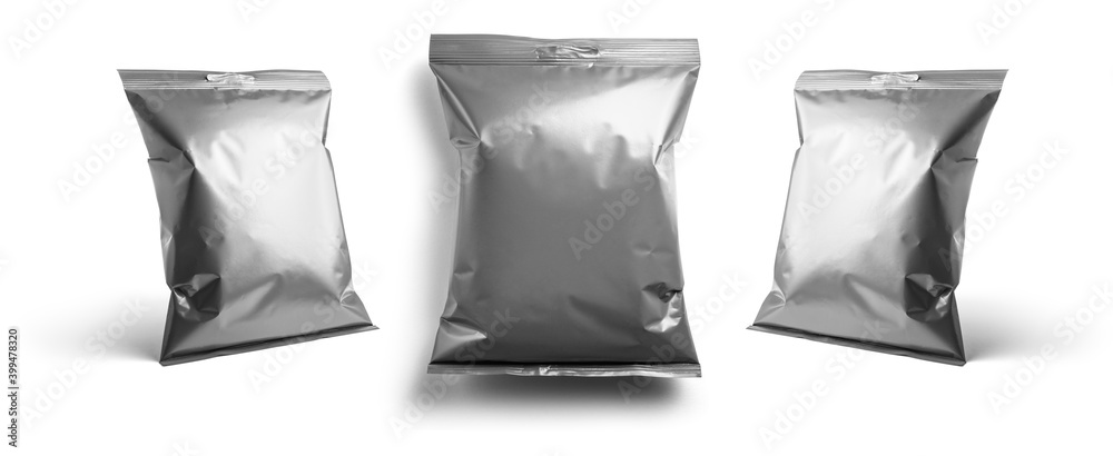 Gray packaging template for your design. In different angles on a white ...