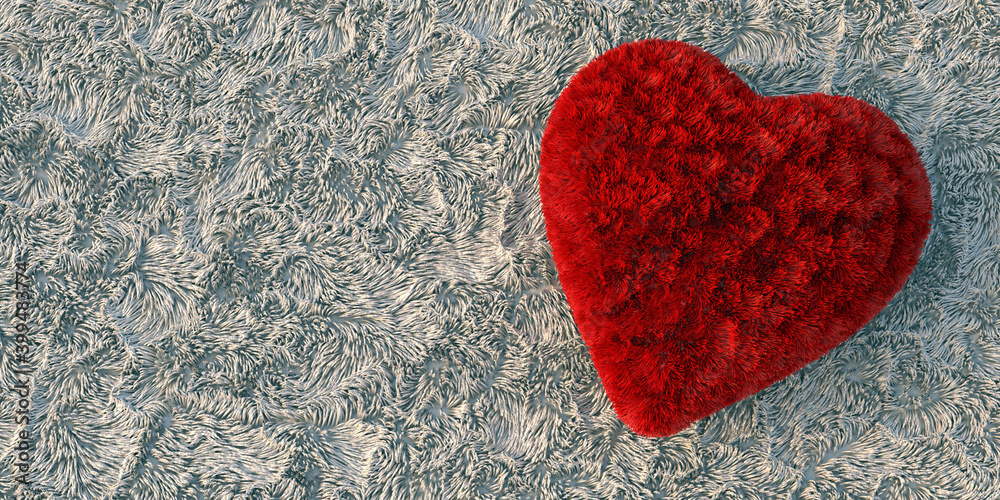 Red heart shape mat on white carpet background. 3d illustration Stock ...