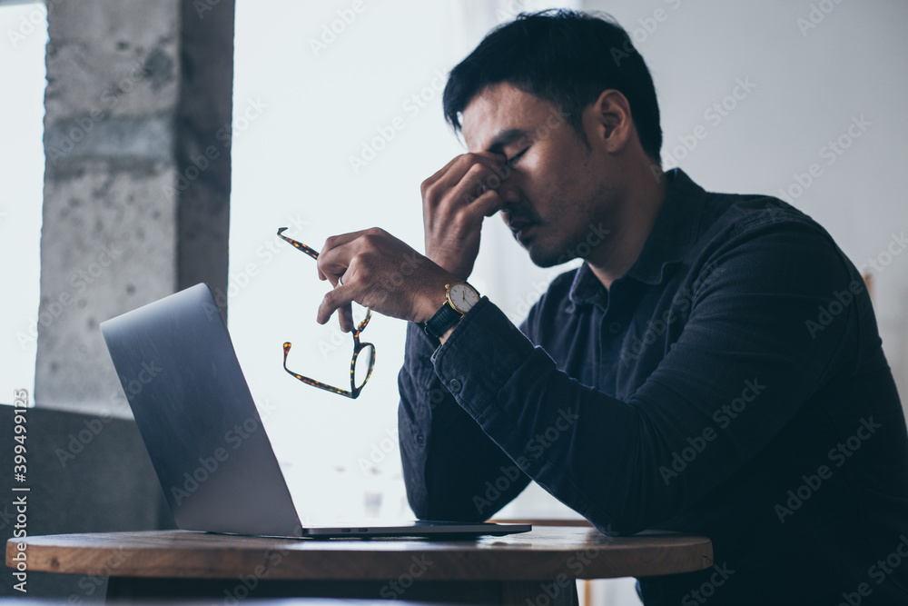 sad depression serious people from work stress concept.asian man ...