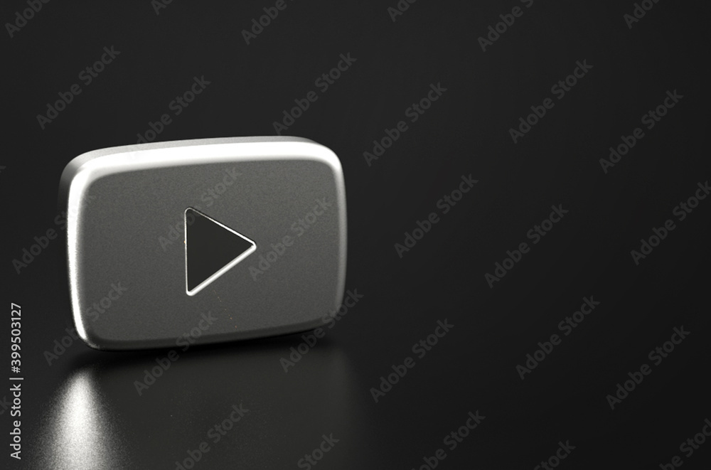 Silver youtube logo 3d rendering illustration Stock Illustration ...