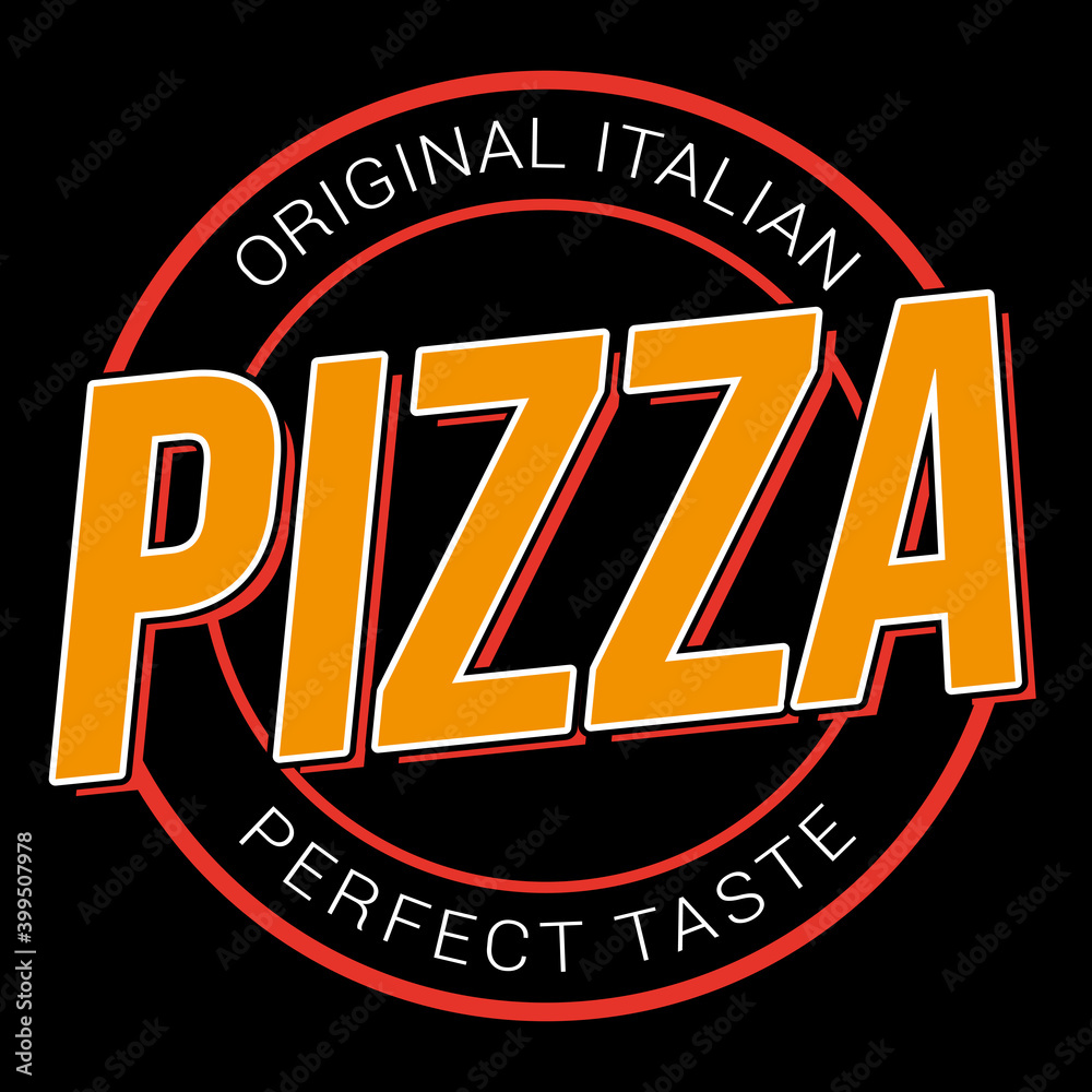Pizza typography logo, label, sign, emblem, badge. Perfect, typography ...