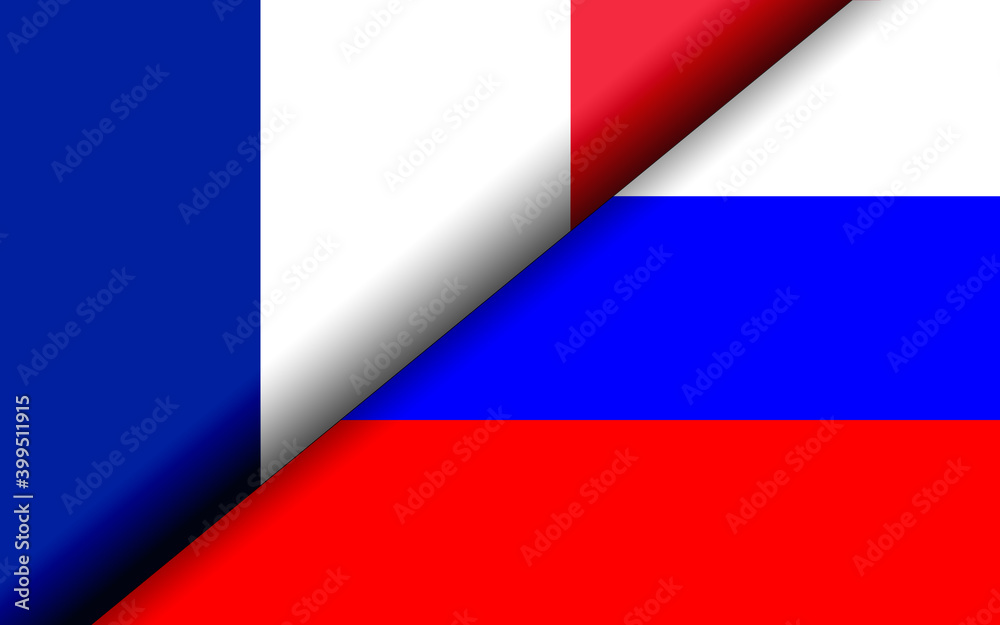 Flags of the France and Russia divided diagonally Stock Illustration ...
