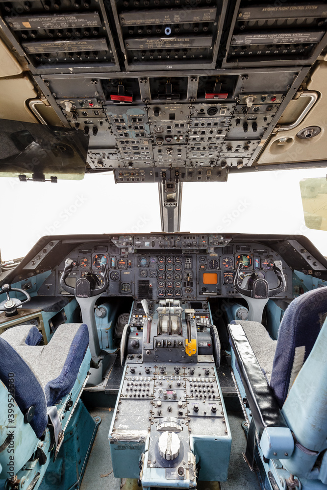 Pilot view from the cockpit of an abandoned Lockheed TriStar L-1011 ...