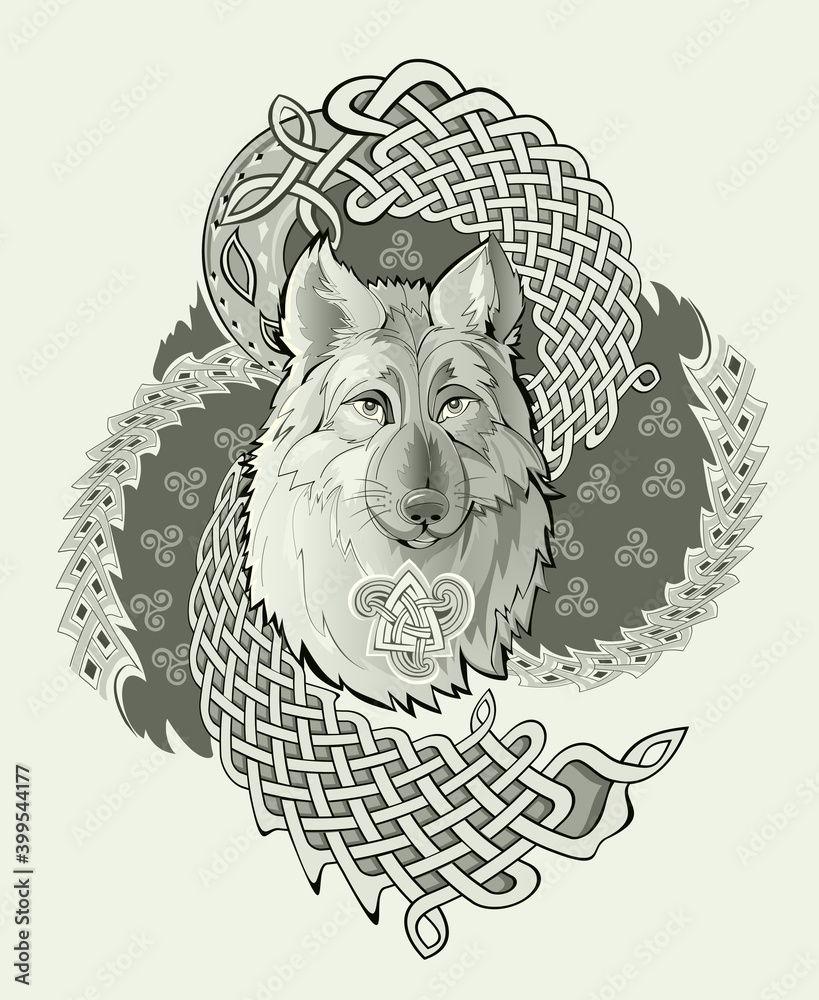 Spiritual symbol of legendary wolf from ancient mythology. Abstract ...