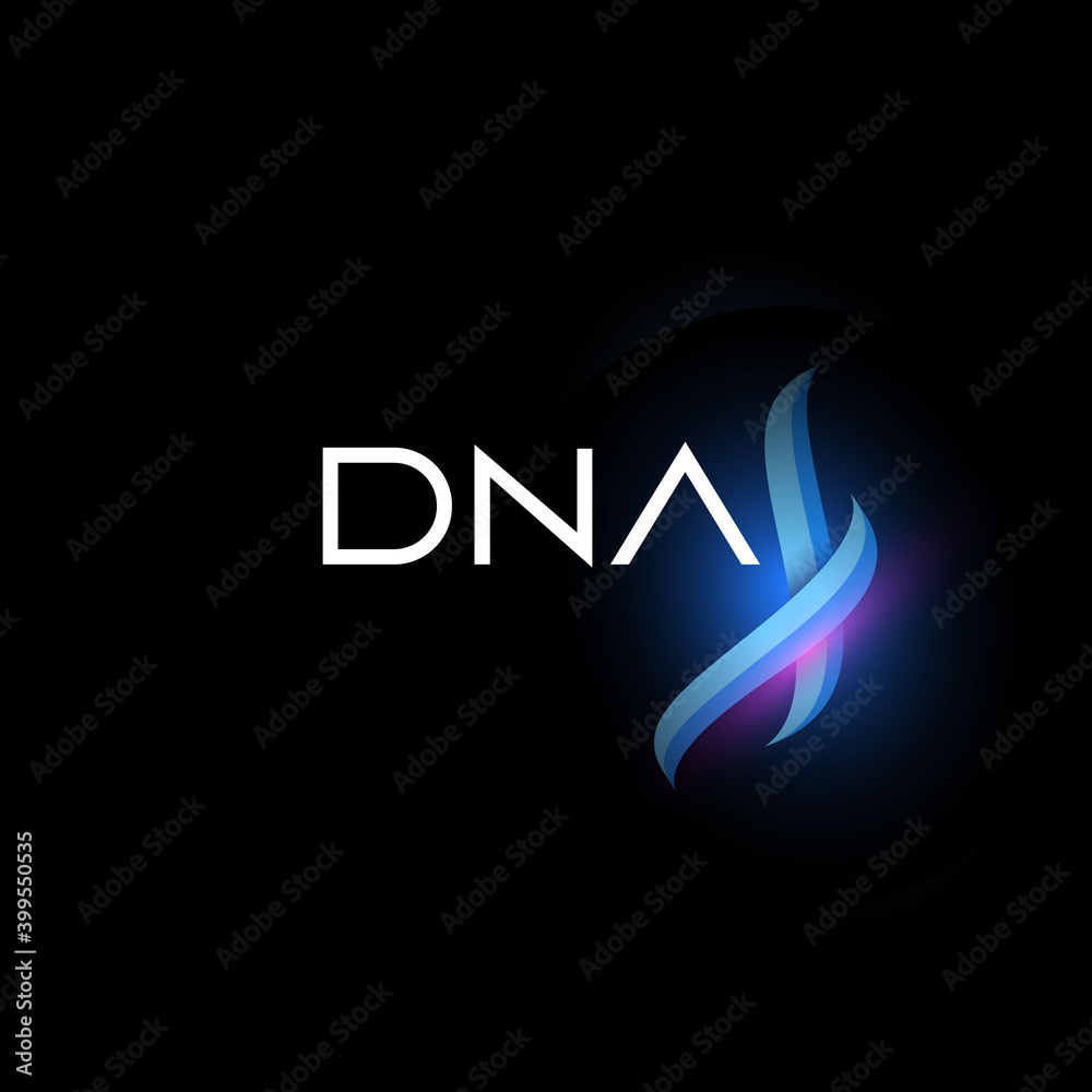 DNA logo. DNA helix fragment with glow. Logo can use for biotechnology ...