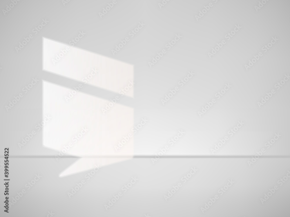 Window transparent light and shadow on wall and floor room. Gray holl ...