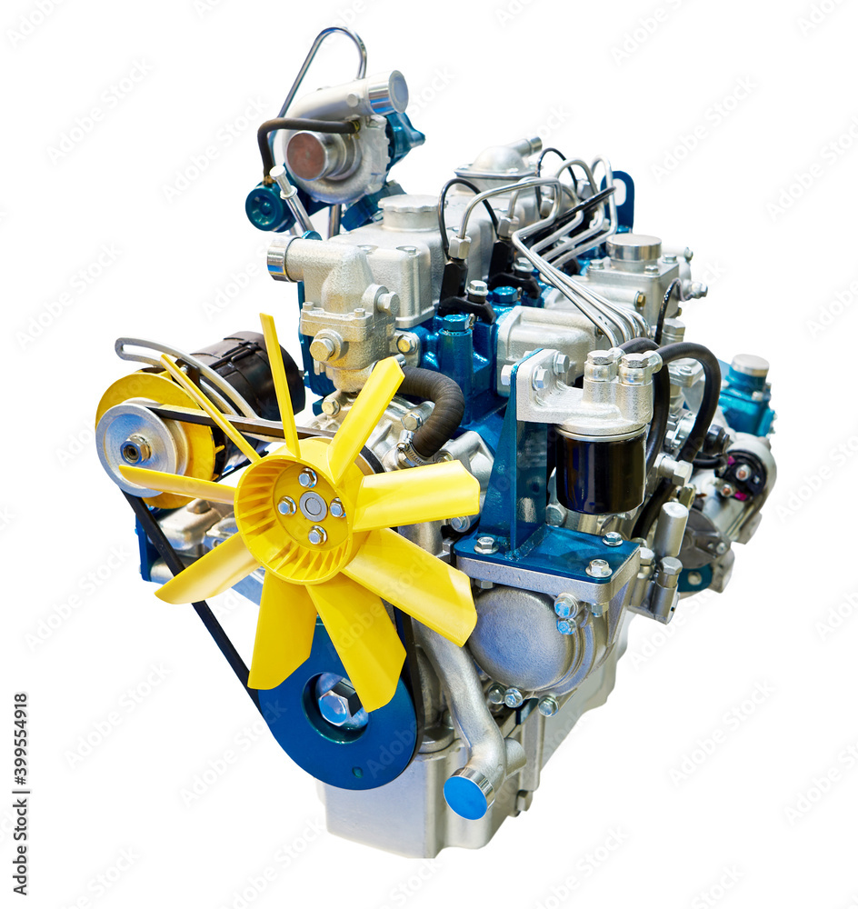 Diesel engine for tractor isolated white Stock Photo | Adobe Stock