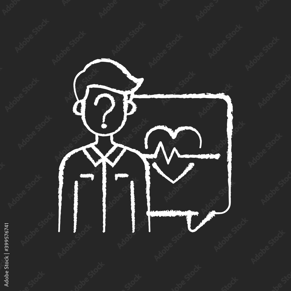 Anonymous question chalk white icon on black background. Health and ...