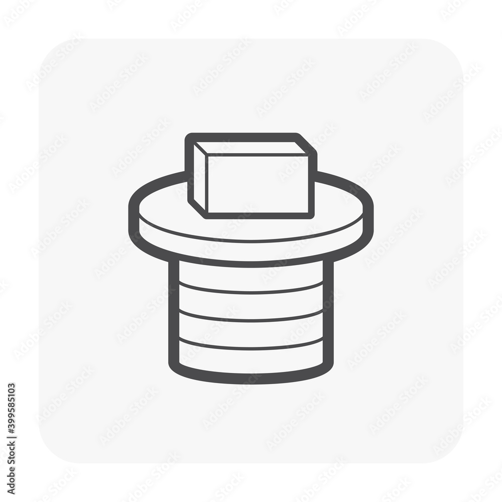 PVC screw plug with male thread (NPT) vector icon. Also called end cap ...