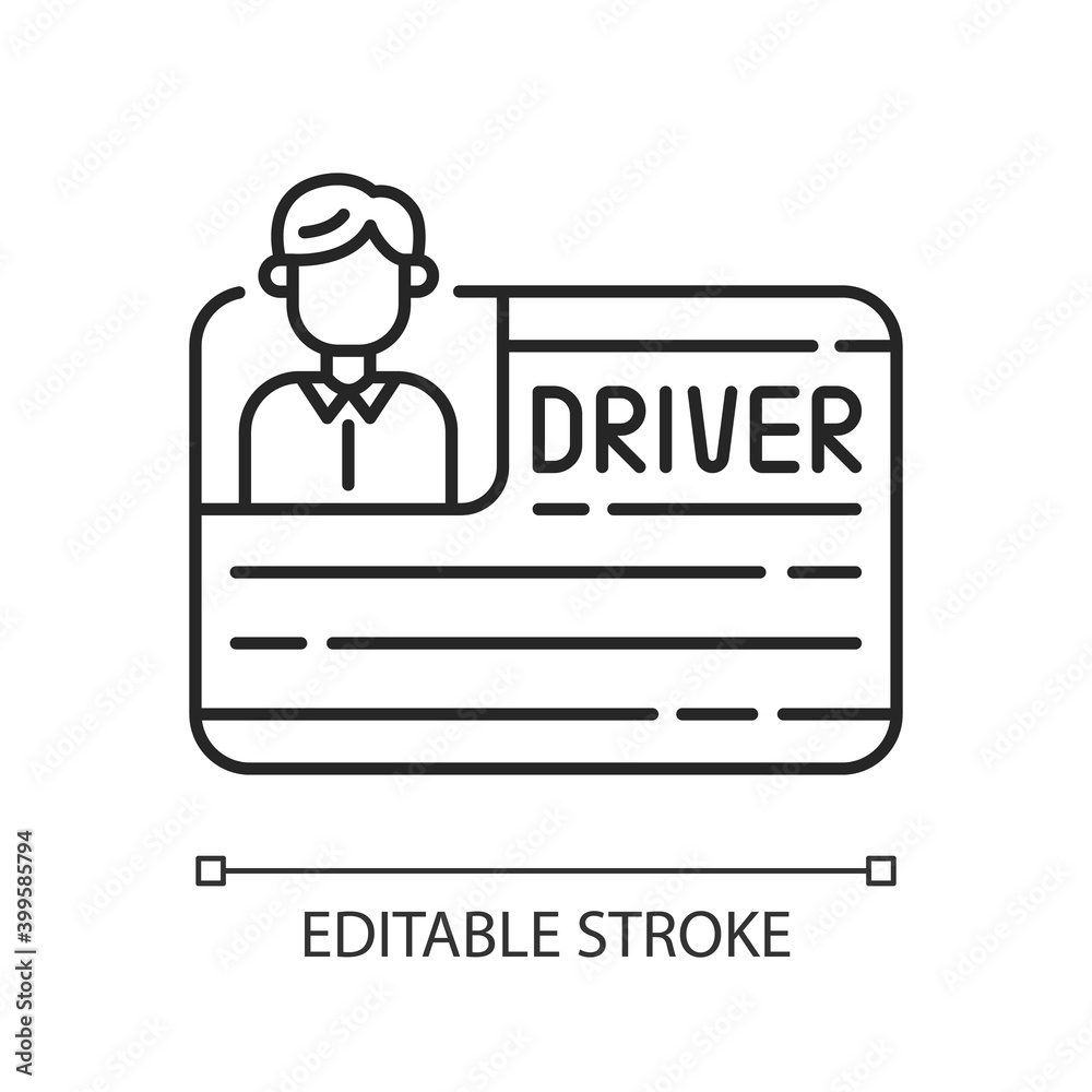Vetor de Drivers license linear icon. Official document permitting ...