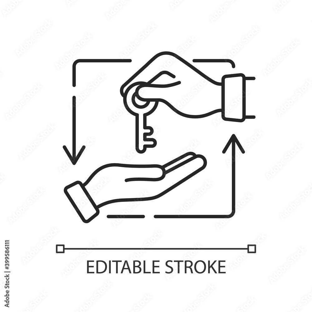 Leasing linear icon. Contractual arrangement calling for lessee to pay ...