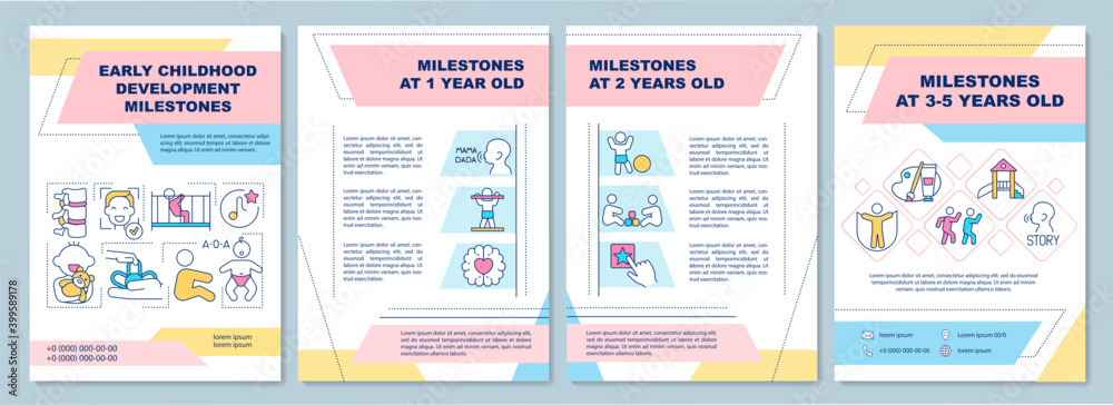 Developmental milestones brochure template. Early childhood. Flyer ...