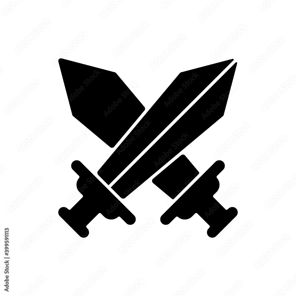 Videogame battle black glyph icon. Competitive action game, PVP mode ...