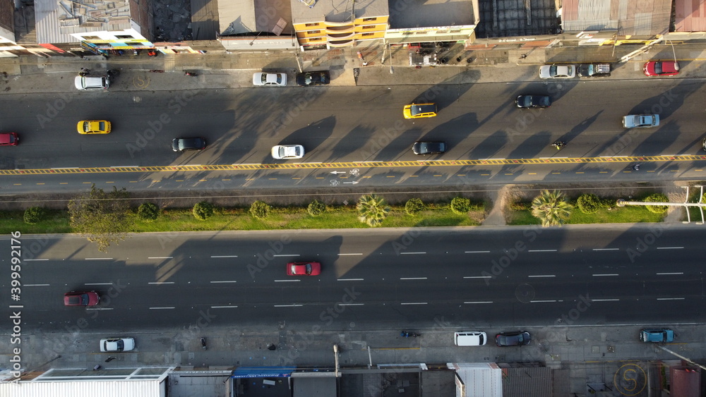 Stockfoto Bike lane and highway together in Lima - Peru, taken with a ...