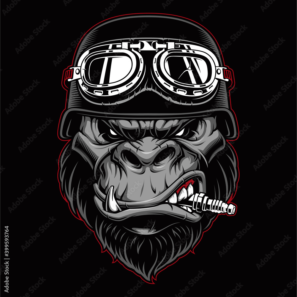 Gorilla biker mascot. Stock Illustration | Adobe Stock