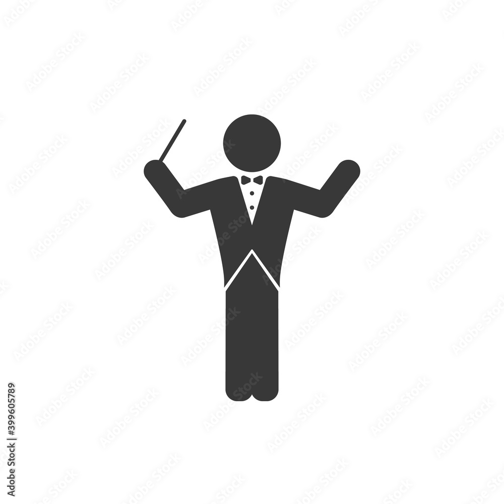 Music conductor icon in modern flat style, vector Stock Vector | Adobe ...