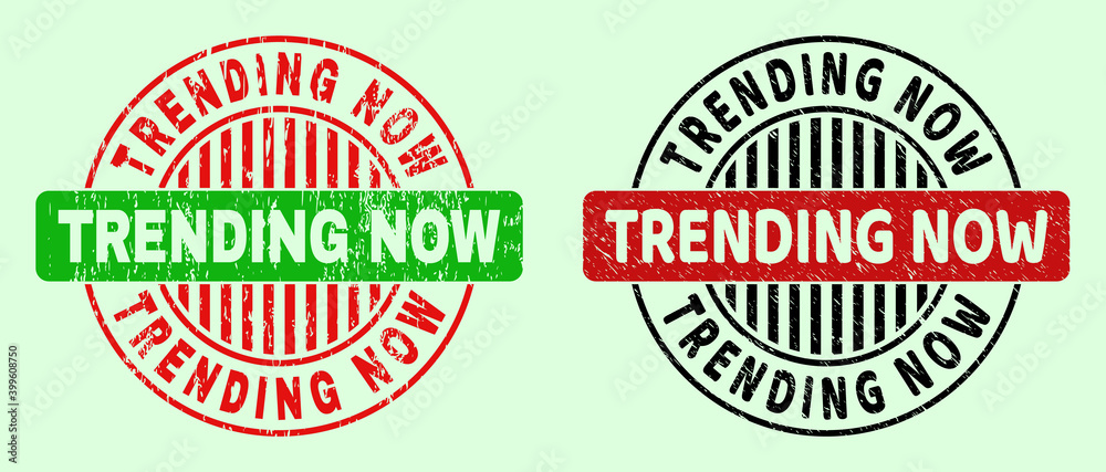 TRENDING NOW bicolor round watermarks with scratched texture. Flat ...