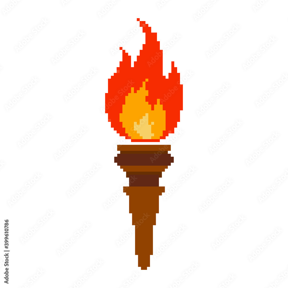 Pixel torch icon. Pixel art 8 bit Stock Vector | Adobe Stock Pixel torch icon. Pixel art 8 bit Stock Vector | Adobe Stock