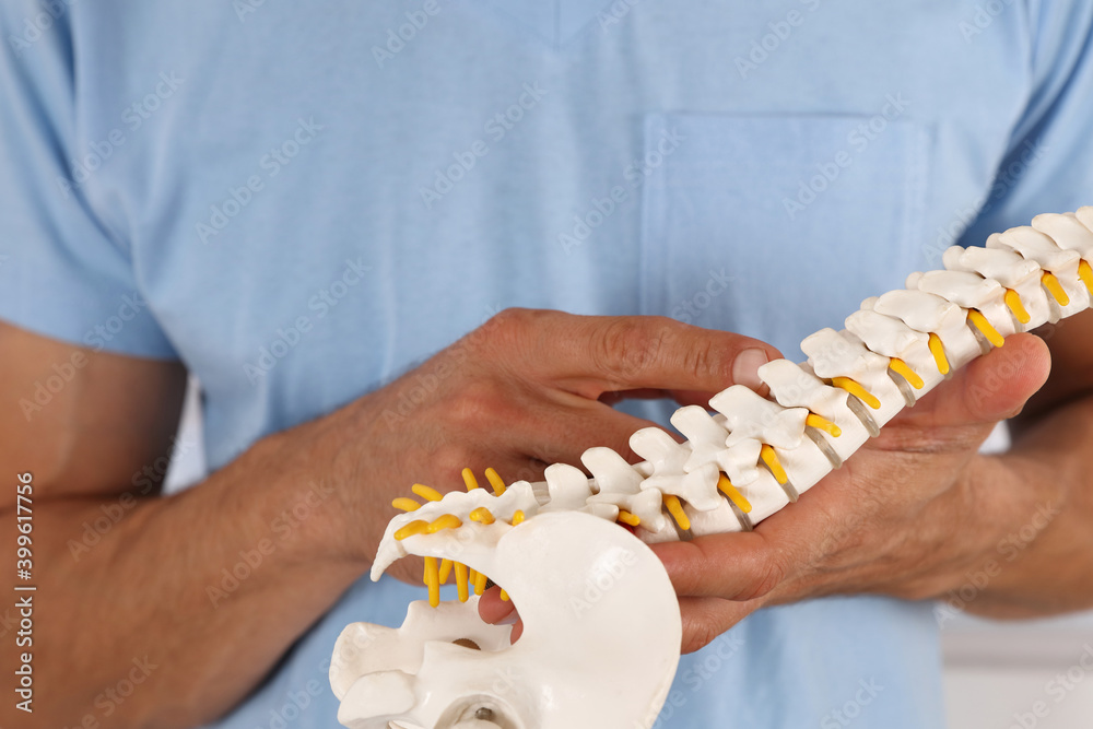 Doctor chiropractor explains causes of back pain using lumbar spine ...