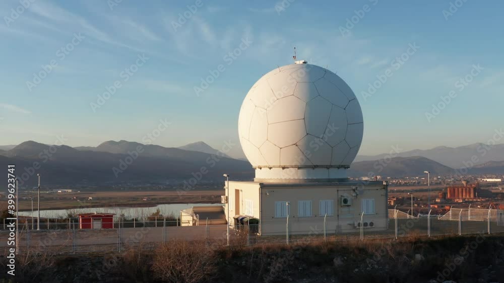 Giant radome sphere hiding radar antenna and surveillance equipment ...