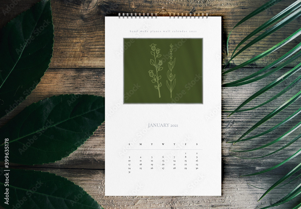 Handmade Plants Wall Calendar Layout Stock Template | Adobe Stock