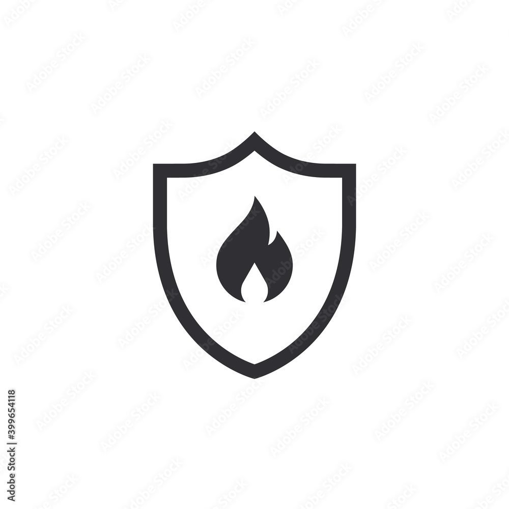 Fire protection. Vector fire shield. Shield icon. Security icon ...
