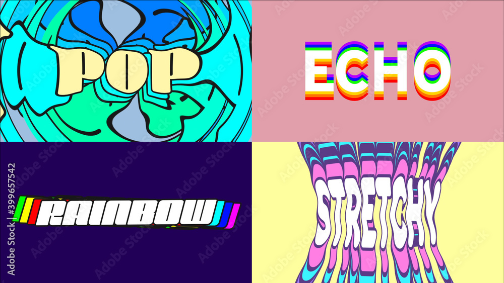 Rainbow Wavy Echo Title Stock Template | Adobe Stock