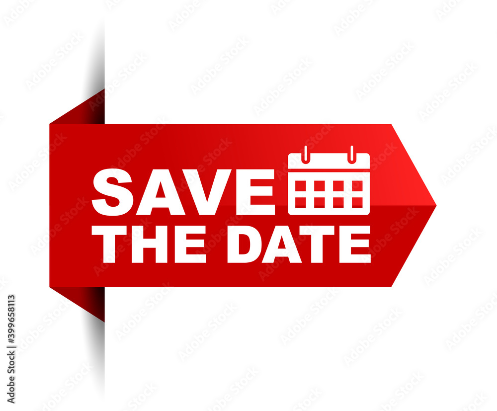 red vector illustration banner save the date Stock Vector | Adobe Stock
