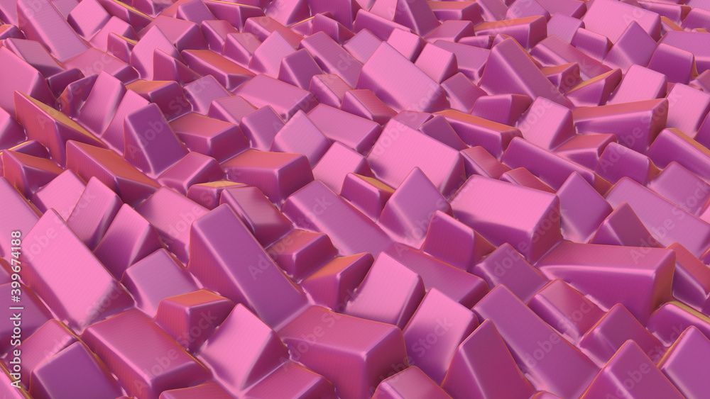 Abstract background with pink cubes, geometric low-poly installation ...