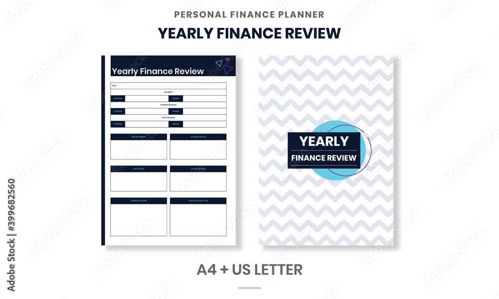 Minimalist Personal Finance planner Yearly Finance Review pages ...