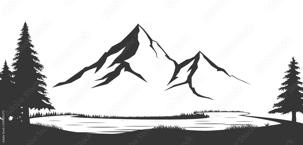 Mountain Range Silhouette Vector