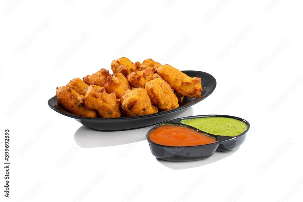 Indian Traditional Paneer Pakora or Pakoda Snacks on White Background ...