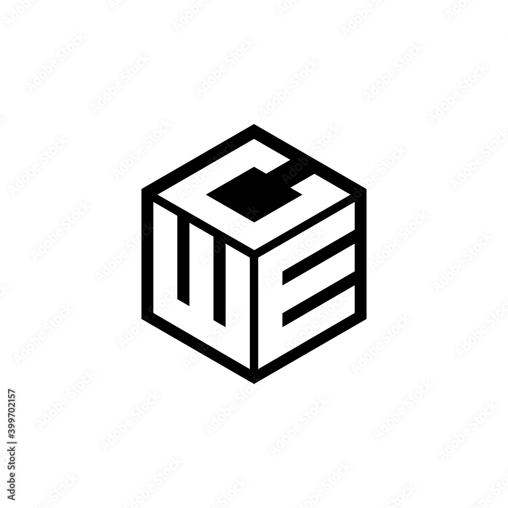 WEC letter logo design with white background in illustrator, cube logo ...