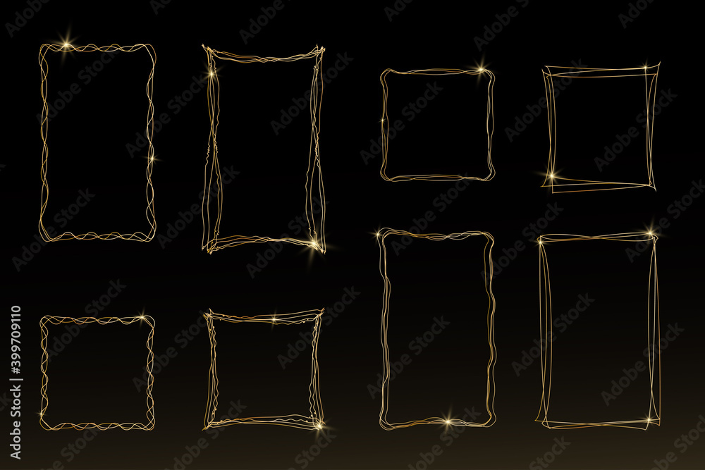 abstract gold frames for trendy design of social media, printing ...