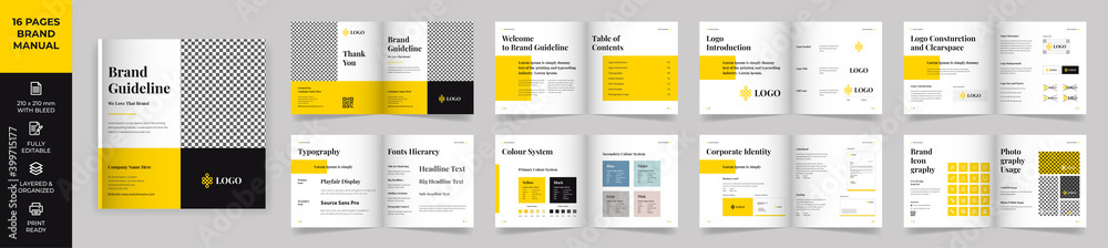 Square Brand Manual Template, Simple style and modern layout Brand ...