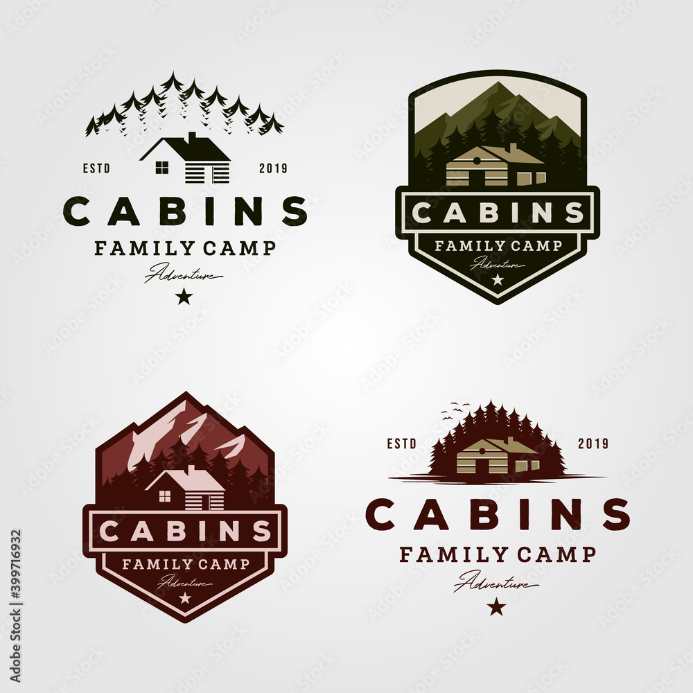 vintage cabins logo collections vector illustration Stock Vector ...