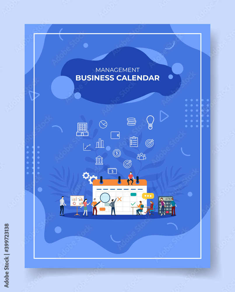 management business calendar people standing sitting front calendar ...