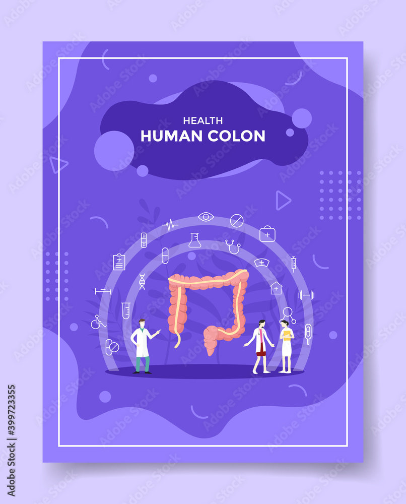 health human colon people doctor nurse around anatomy organ human colon ...