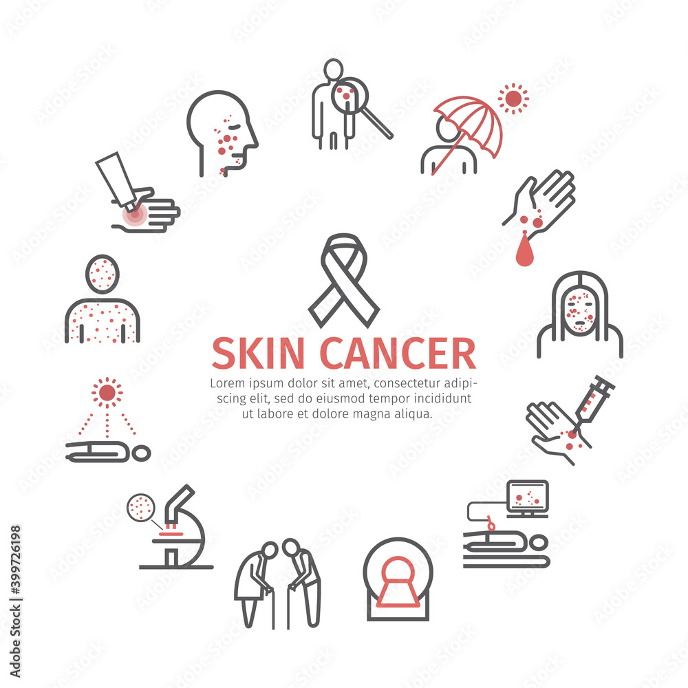 Skin cancer icons. Symptoms. Icons set Vector signs for web graphics ...