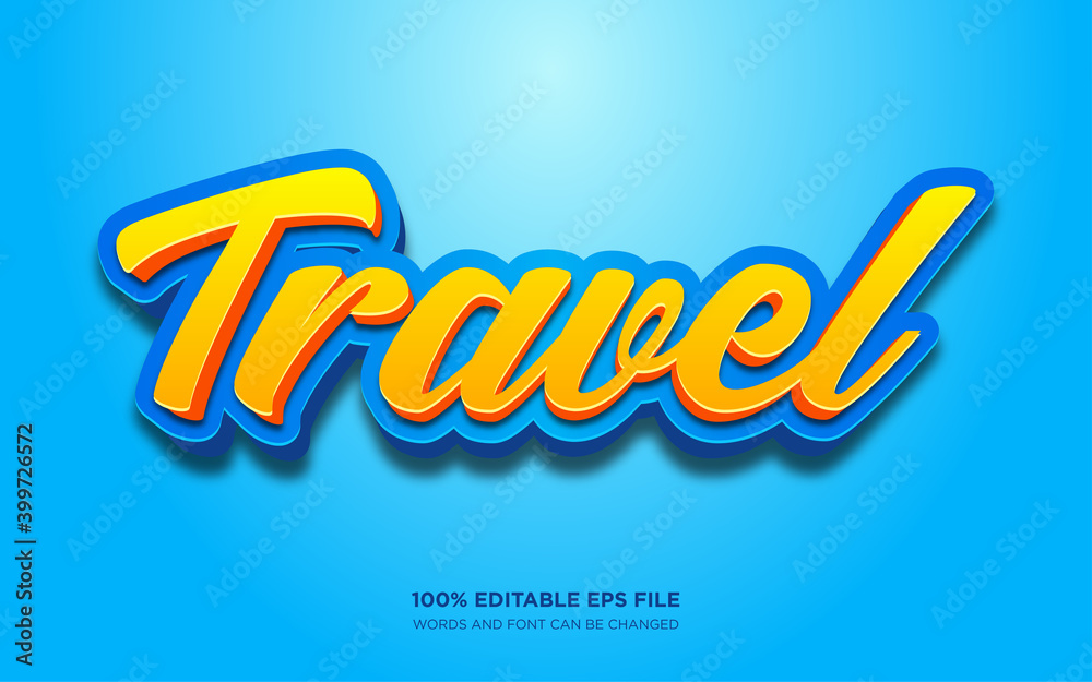 Travel text style effect Stock Vector | Adobe Stock