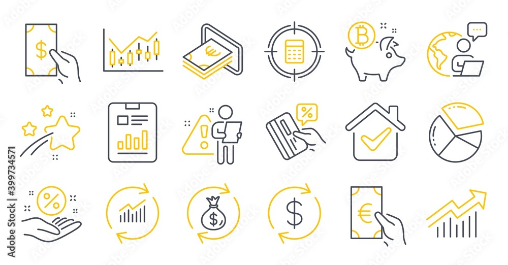 Set of Finance icons, such as Receive money, Usd exchange, Report ...